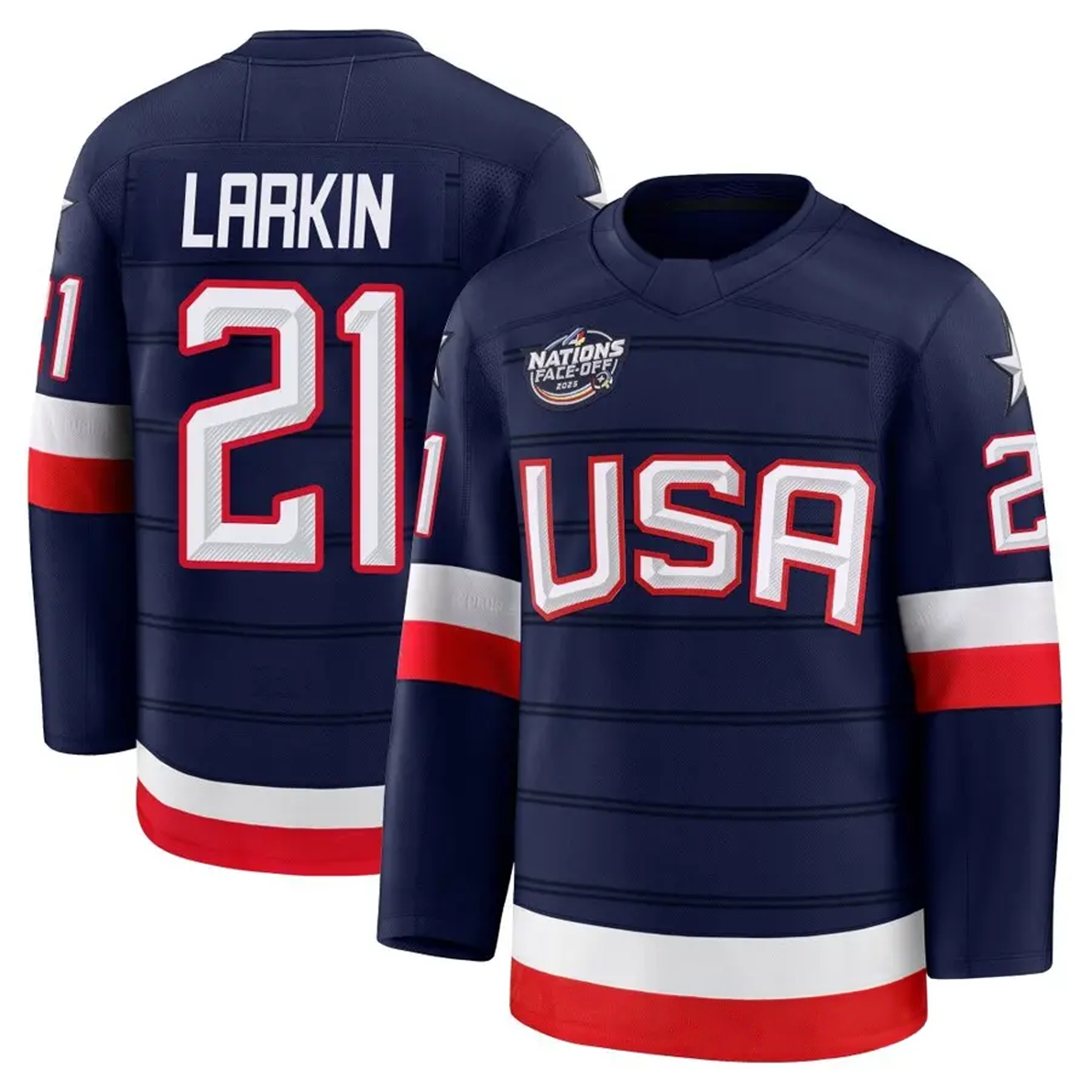 Dylan Larkin USA 2025 4 Nations Face-Off Premium Jersey - Navy – Global ...